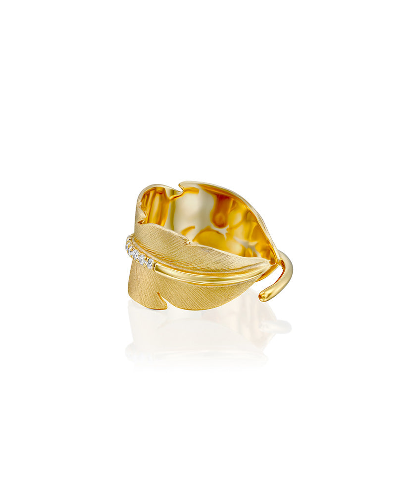 Gold Feather Ring – Facèré Jewelry Art